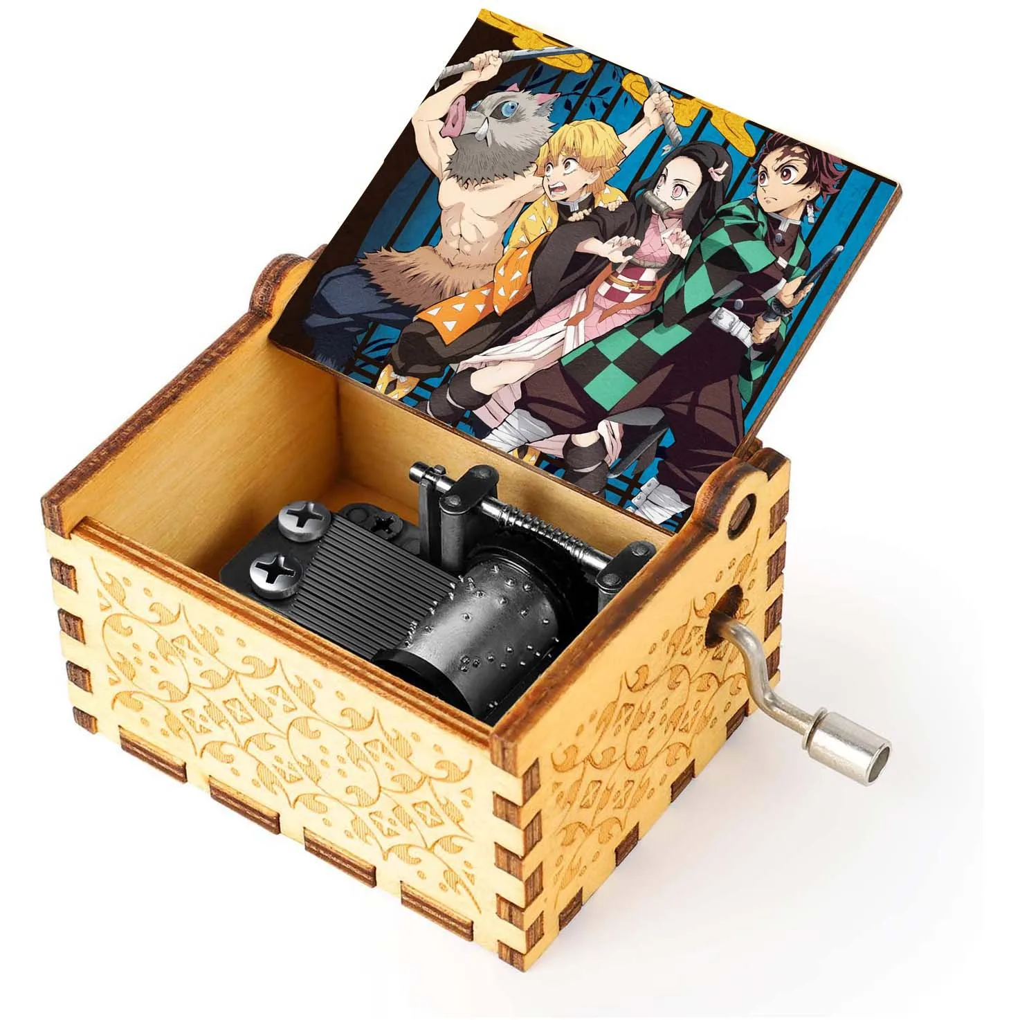 42 Designs Melody Hand Crank Laser Engraved Anime Demon Slayer Wooden ...