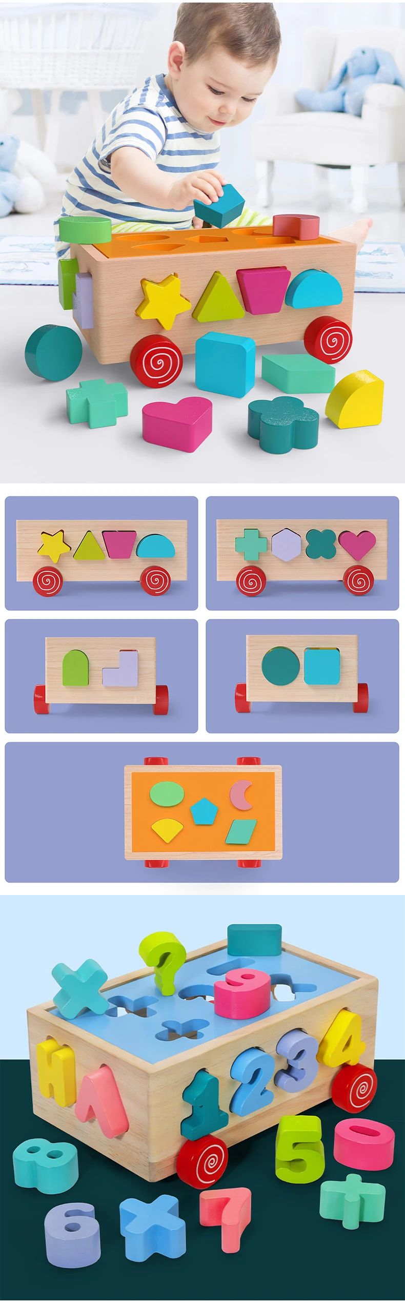 Wood Preschool Learning Kindergarten Educational Teaching Aids Shape ...