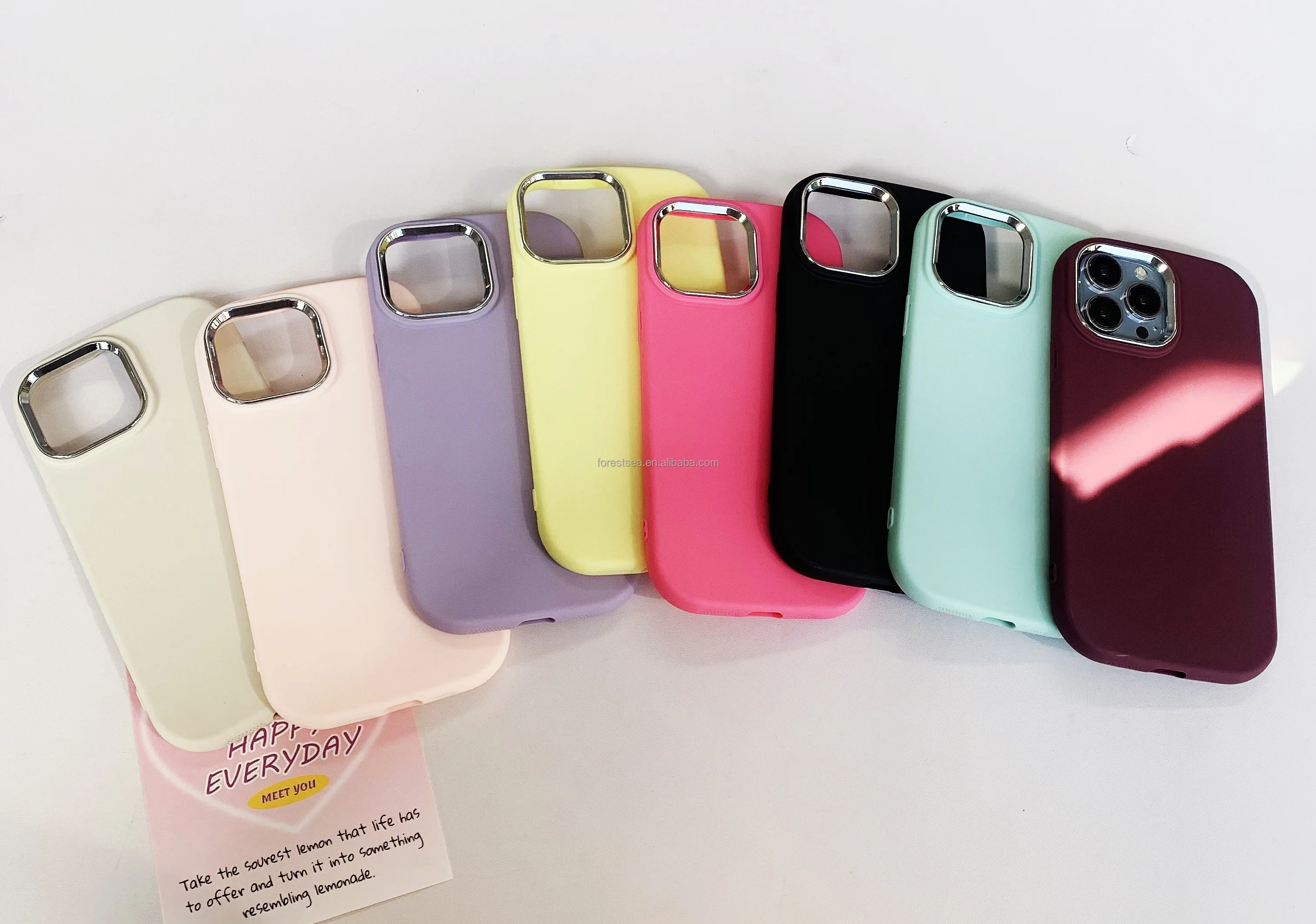 Custom Pure Color Electroplated Camera Frame Phone Case