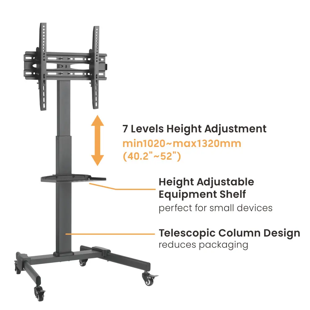Lumi Economical Modern Rolling Height Adjustable Portable Mobile Tv ...