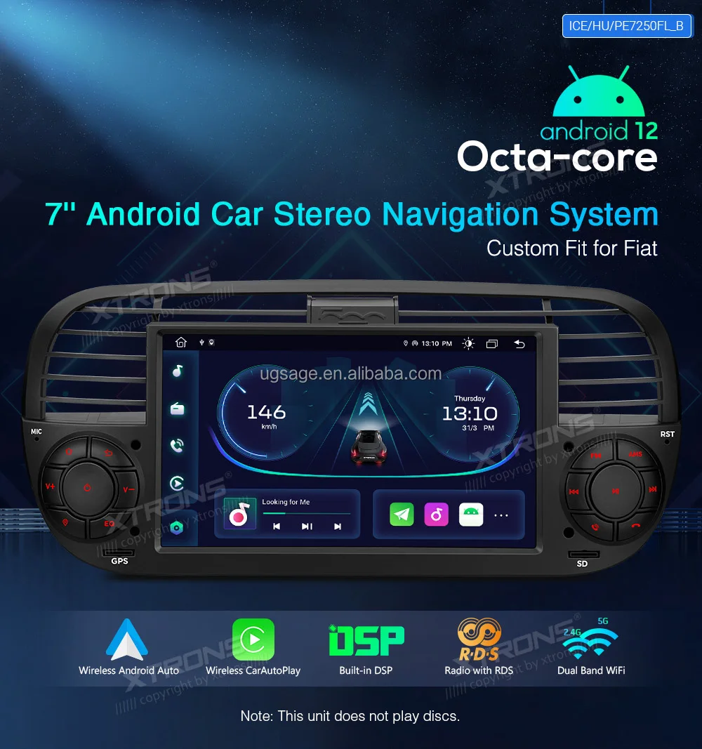 Xtrons 7 Inch Android 12 Single Din Car Multimedia Player For Fiat 500 ...