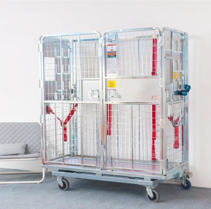Trolley Warehouse Rolling Security Cage Foldable Storage Trolley ...