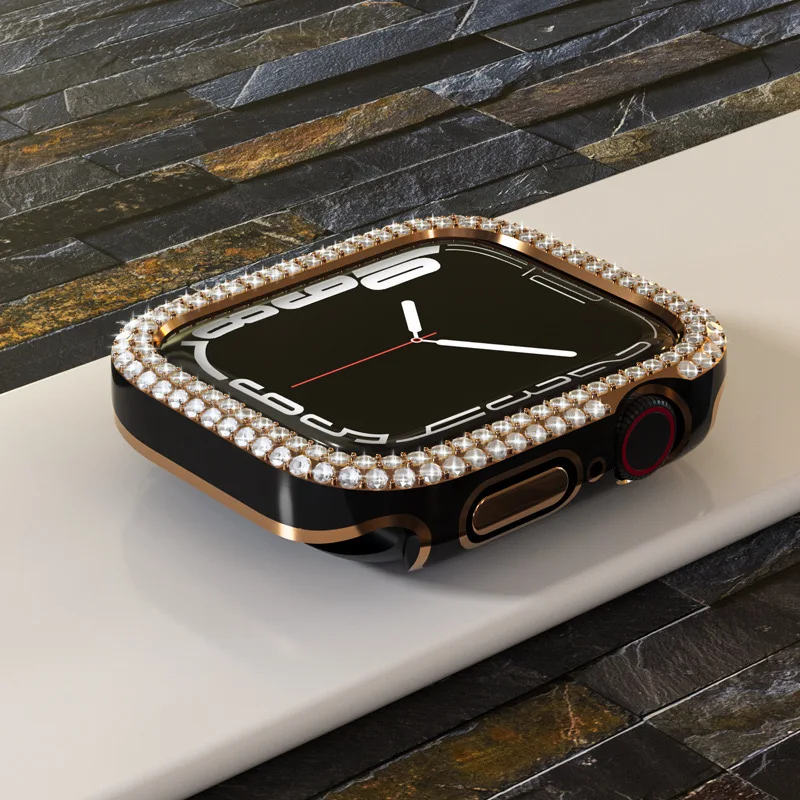 Two Rows Of Diamonds Watch Case Cover For Apple Watch 38 40 41 42 45mm ...
