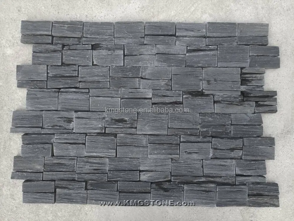 Modern Black Slate Wall Cladding Tile Ce Certified Cultural Stone ...