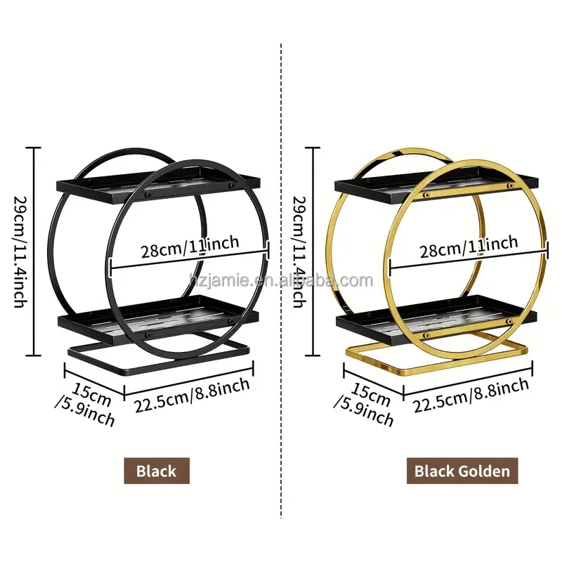 2-Tier round Metal Makeup Storage Shelves Double Tier Bathroom ...