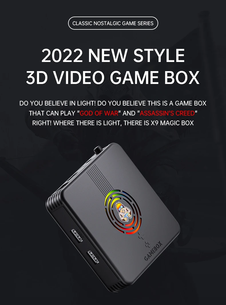 X9 Game Box - 4K HD Output Video Game Console with 60 Simulators