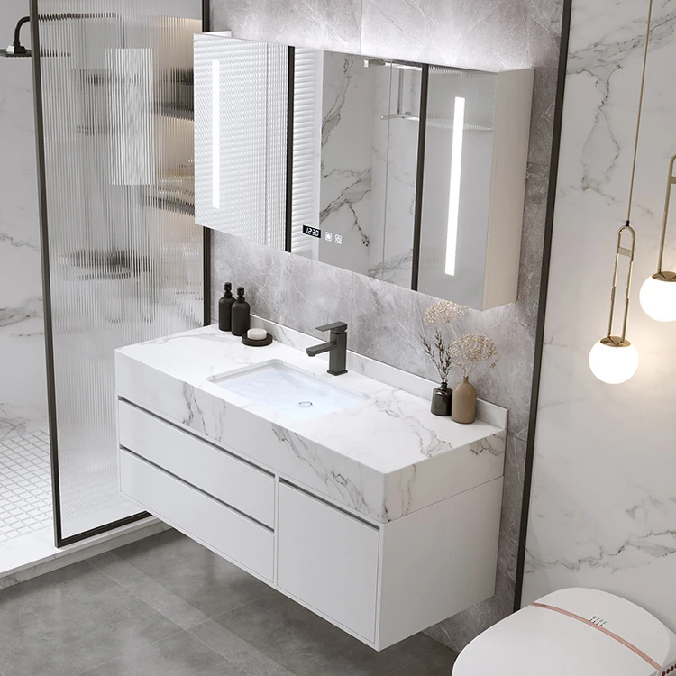 Modern Luxury Rock Slab Basin Washbasin Integrated Bathroom Cabinet ...