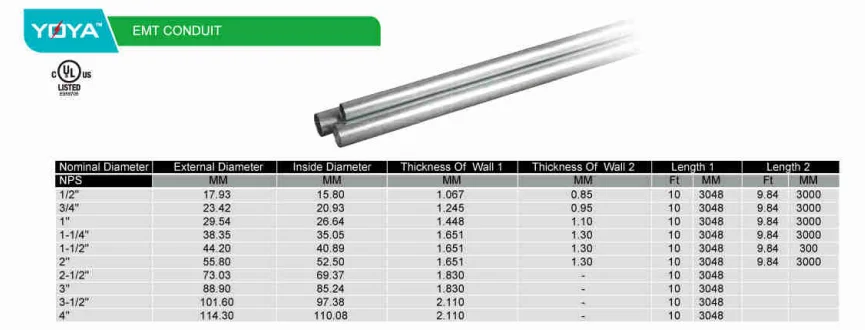6 Inch EMT Electrical Pipe Conduit for Cable Protection - OEM