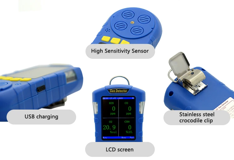Multi Gas Detector with Data Logging - CO2, O2, H2S, CH4