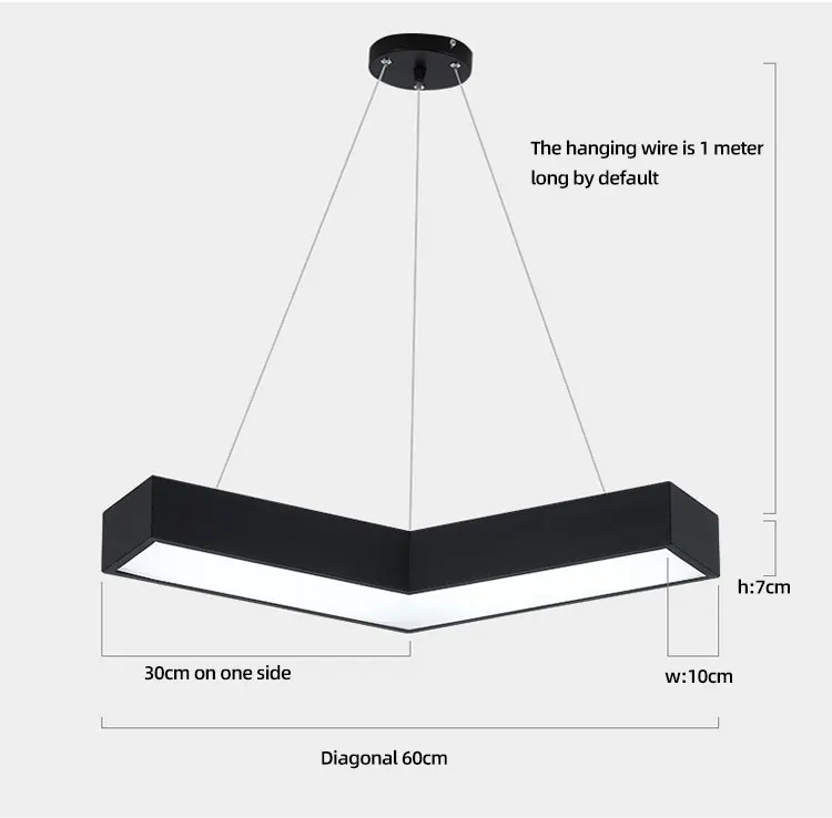 Arrow Shaped LED Pendant Light - Modern Linear Office Lighting, 18W ...