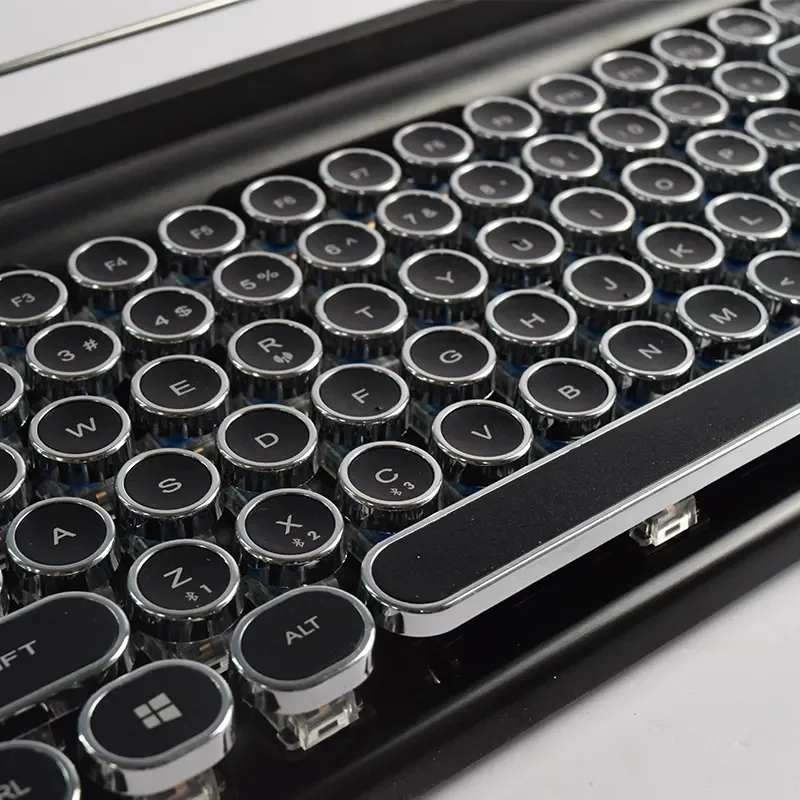 84 Keys Wired Mechanical Keyboard Punk Round Keycaps Typewriter Shape ...