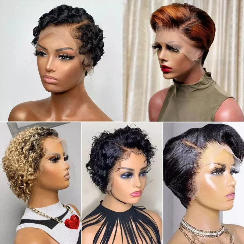 Hot Sale 100 Brazilian Hair Short Machine Made Wig Pixie Cut Curly Wig Natural Color Remy Human Hair Wigs for Black Women Alibaba