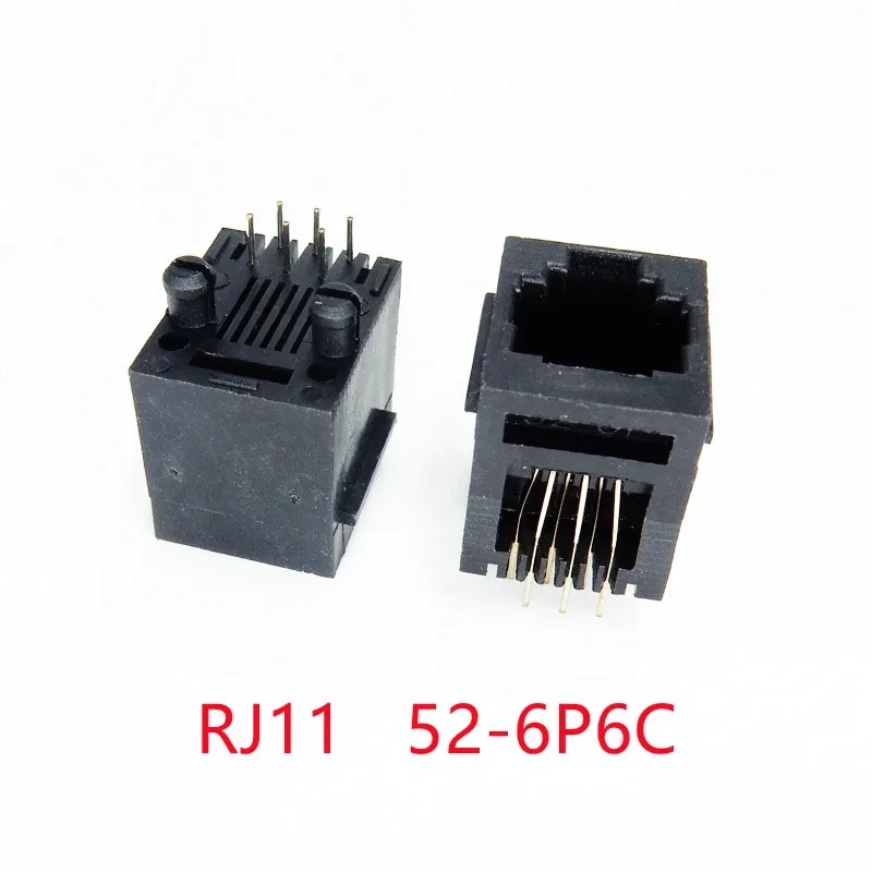 RJ11 socket 52-6P6C seat RJ12 phone jack female 6-core crystal head 180 ...