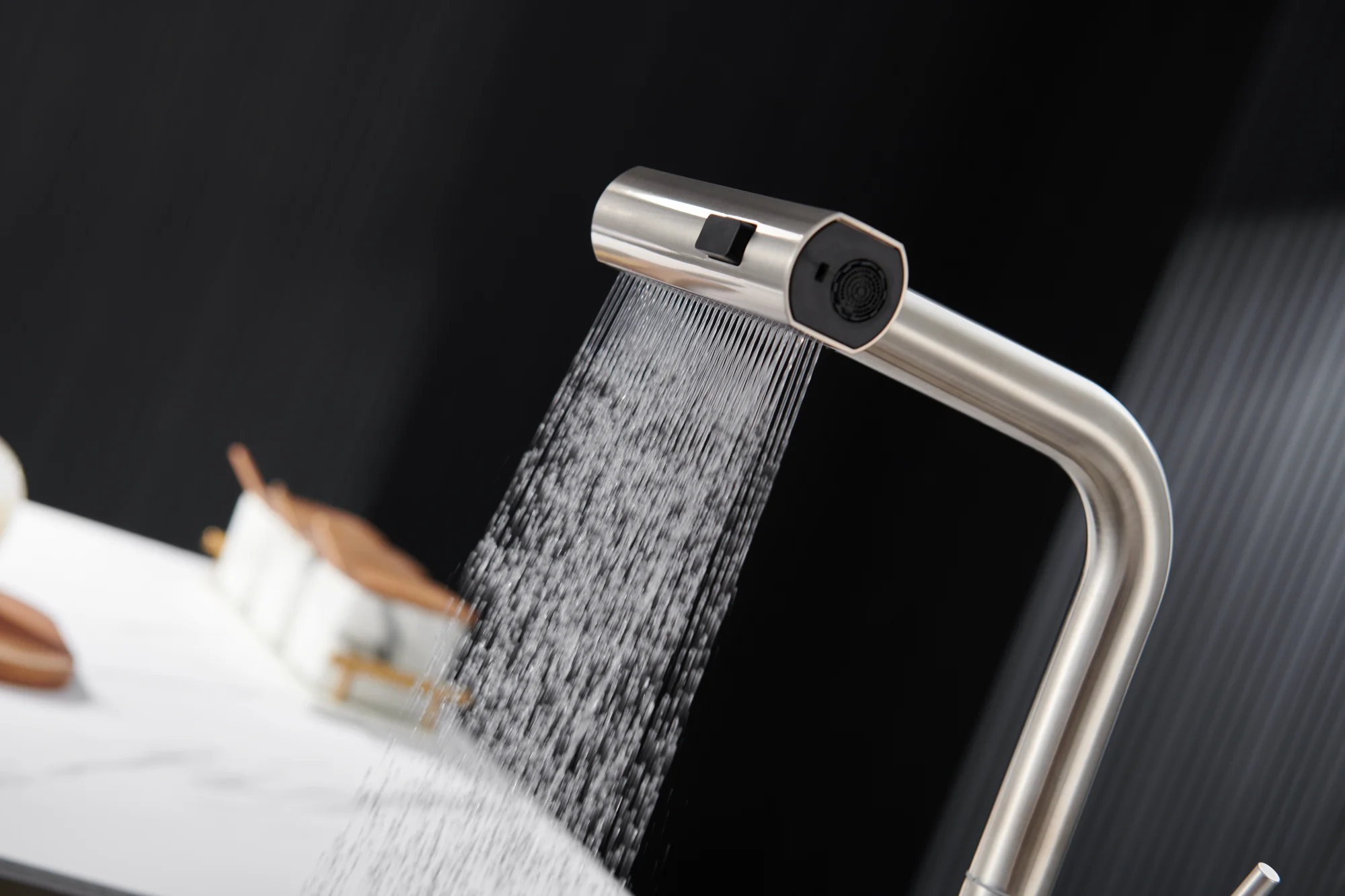 New Design Waterfall Stainless Steel Pull Out Sink Kitchen Faucet Brass ...