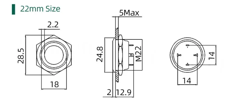 Stainless Steel Push Button Switch with IP65 Protection