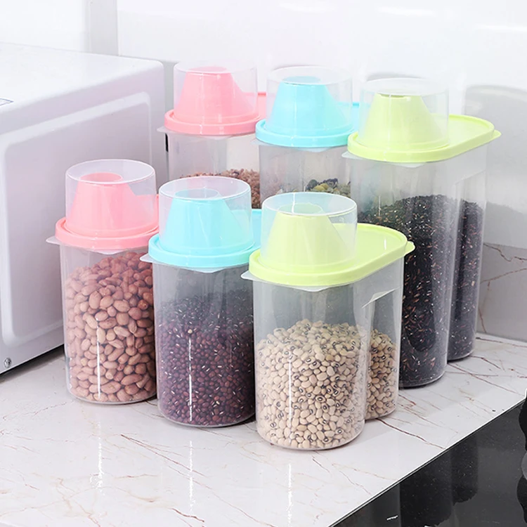 Rice Airtight Dry Food Storage Containers with Pourable Spout Rice Bin ...