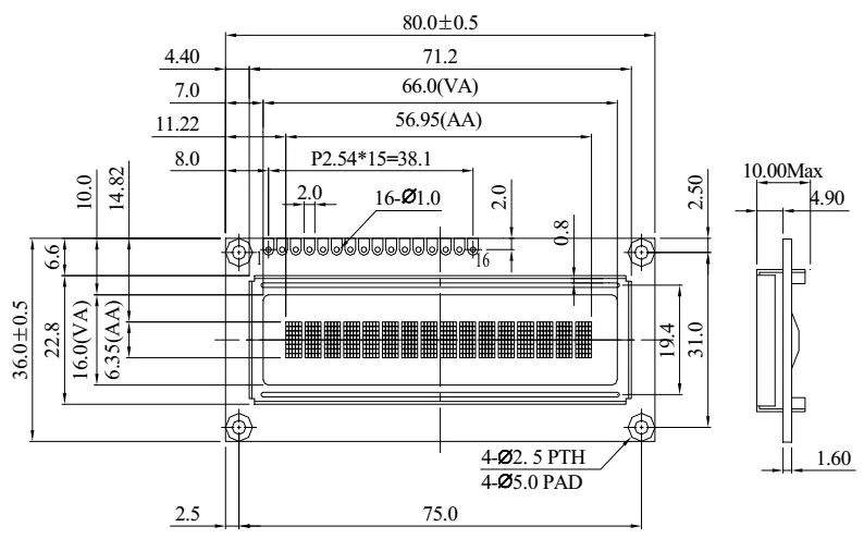 Character 1601a Oled Display With Spi Serial Interface - Oled Lcd ...