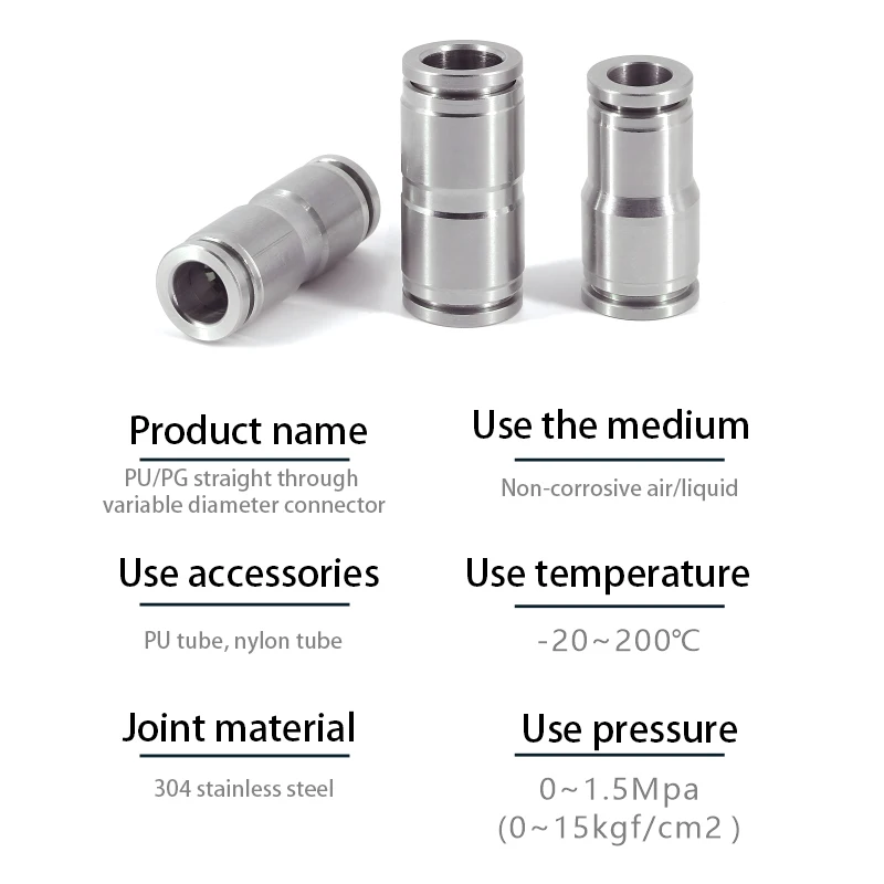 Pa Union Straight Reducer Stainless Steel Push in 1/4" Straight Union ...