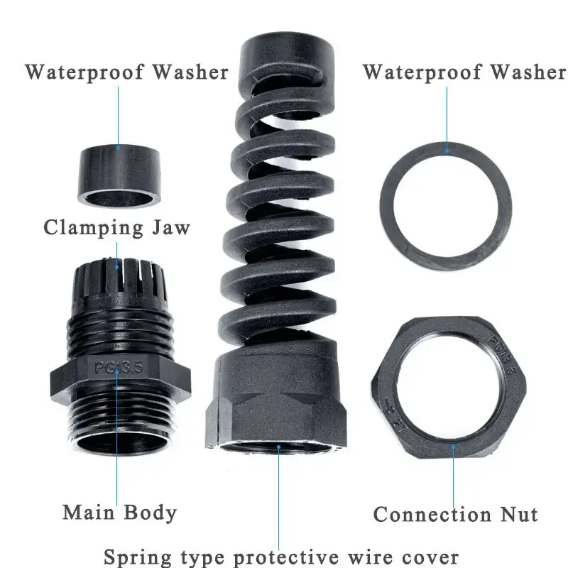 Torsional Resistant Nylon Cable Gland Ip68 Protection Level Spiral ...