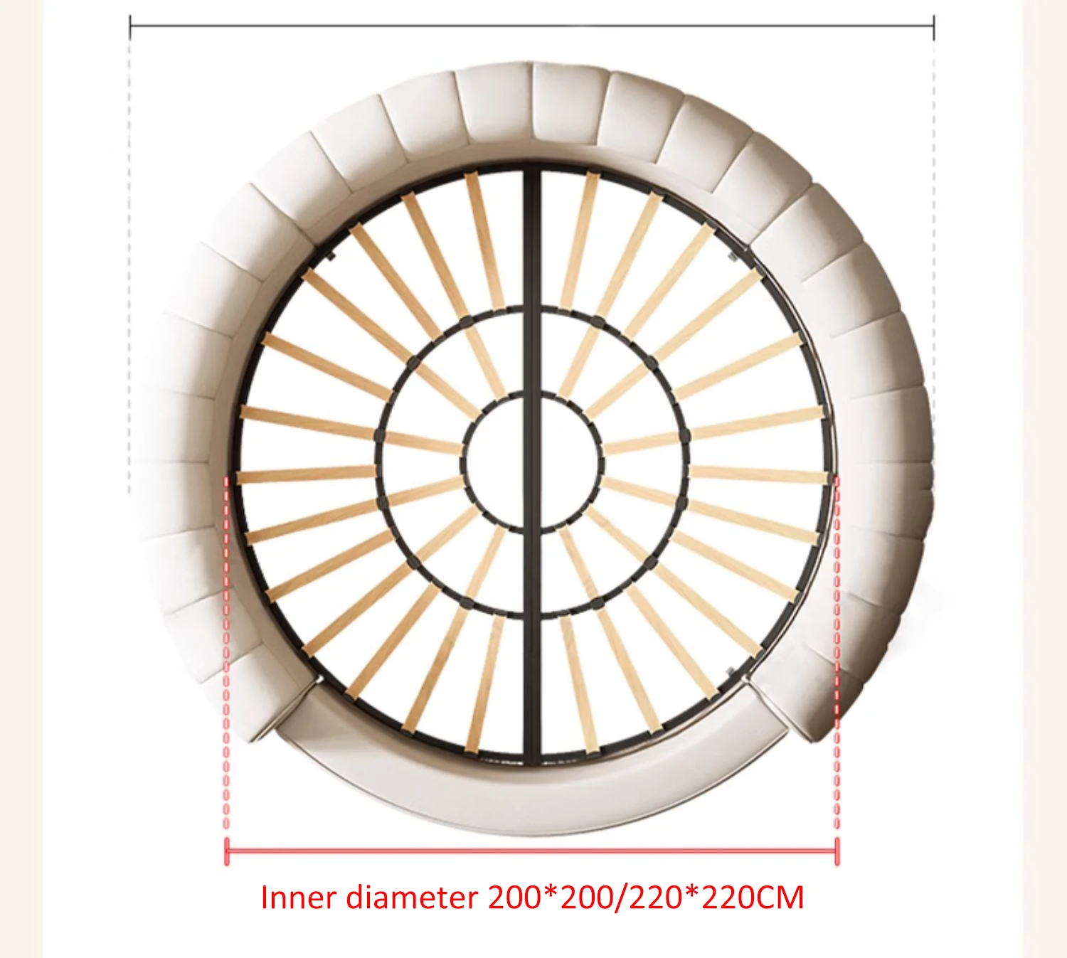 Italian Luxury Senna Round Bed Puff Cream Style Double Bed