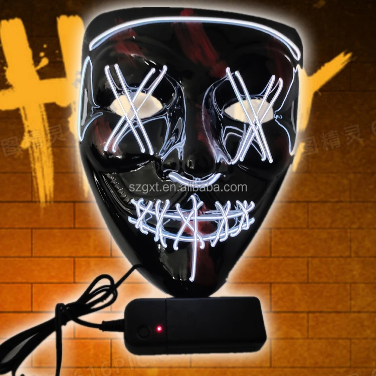 Scary Halloween LED Mask - Glowing Purge Mask for Parties