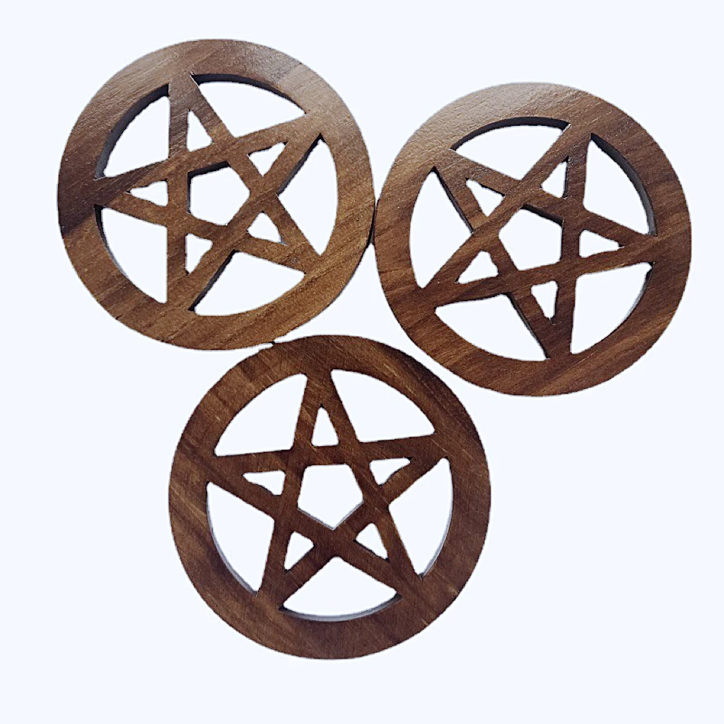 Altar wooden pentagram wood carving ceremony decoration witch sacrifice ...
