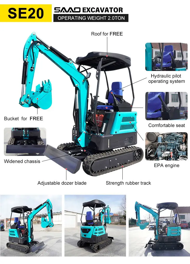SAAO Mini Excavators with Kubota Engine - CE/EPA/EURO 5 Compact Digger ...