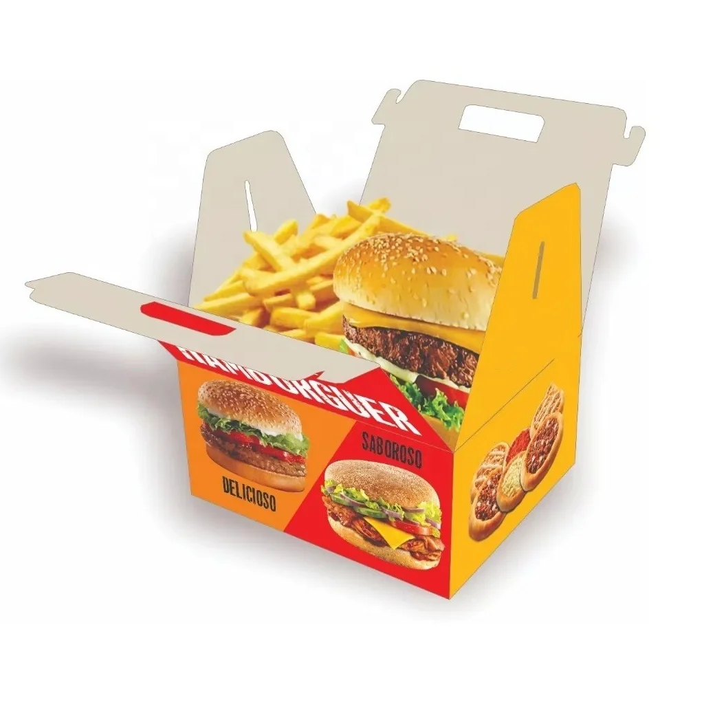New Design Portable Fried Chicken Box Kraft Burger Box Sandwich ...