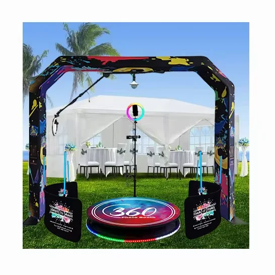 Curve Overhead 360 Photo Booth With Enclosure Backdrop Automatic ...