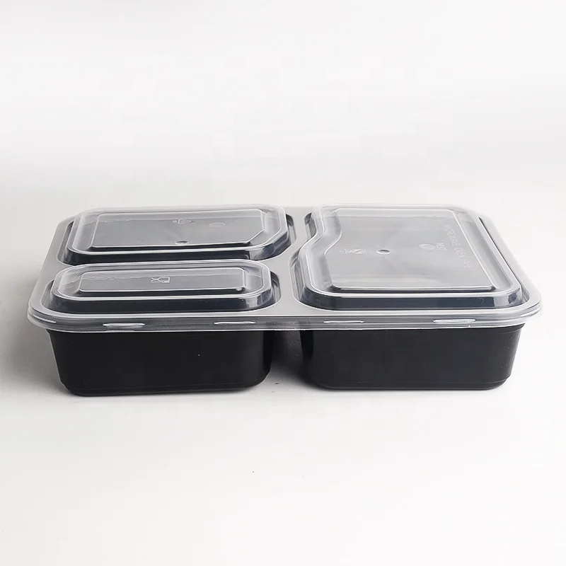 Microwave Safe Disposable 3-Compartment Food Containers with Clear Lid ...