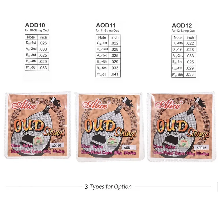Alice AOD11 11-String Oud Strings Set - Nylon Core Quality