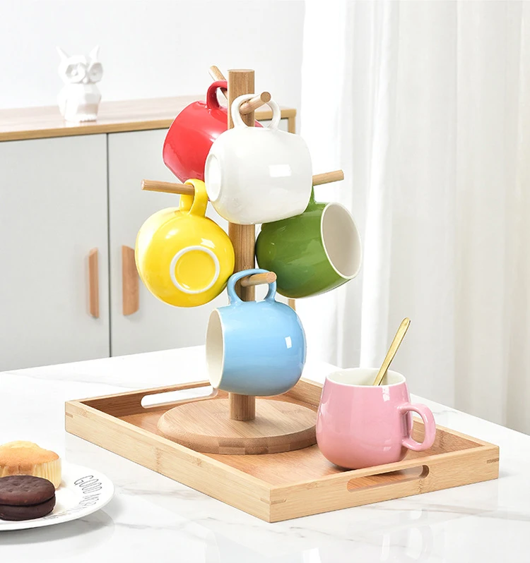 Simple Fresh And Creative Home Living Room Color Ceramic Mugs 6 Sets ...