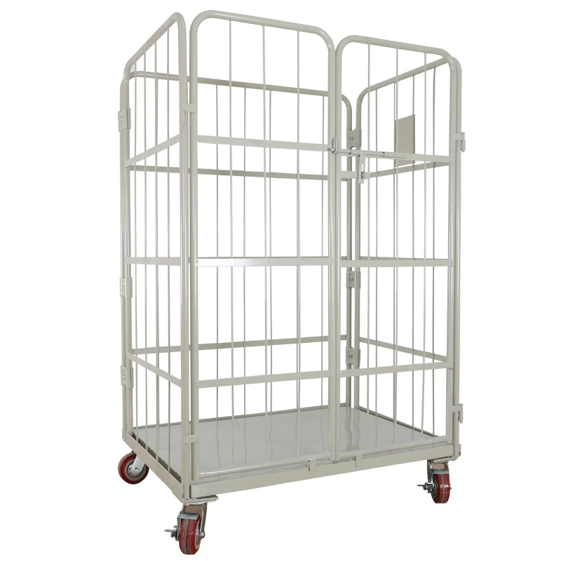 Heavy Duty Warehouse Galvanized Steel Roll Cage Trolley