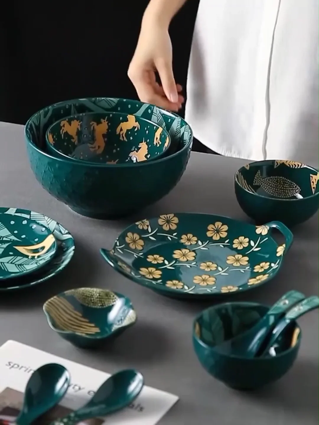 Japanese Kitchen Plates Set Dinner Dinnerware Ceramic Dish Bowls ...