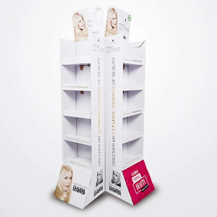 Custom 3 Tiers Shampoo Cardboard Floor Display Stand In Supermarket ...