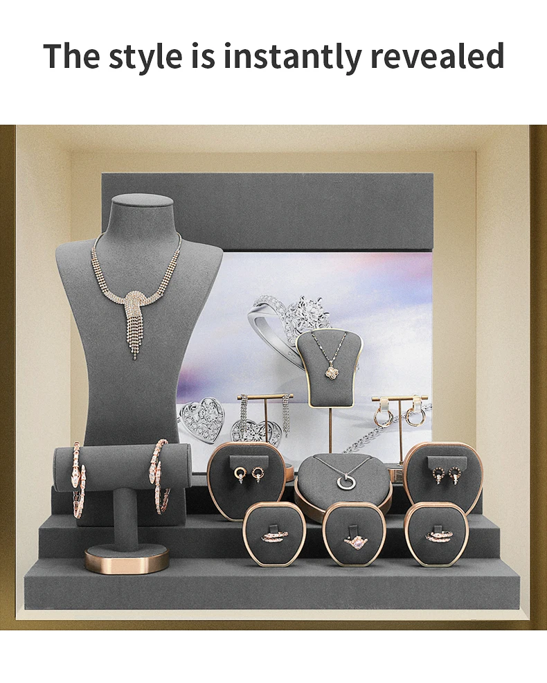 Luxury Metal Grey Microfiber Ring Necklace Earring Pendant Bracelet ...