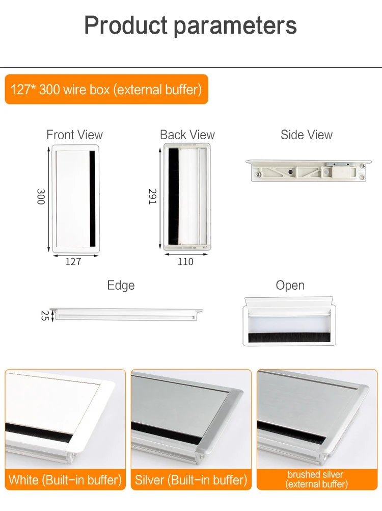 Aluminium Table Wire Manager with Brush Design - Modern Desk Cable ...