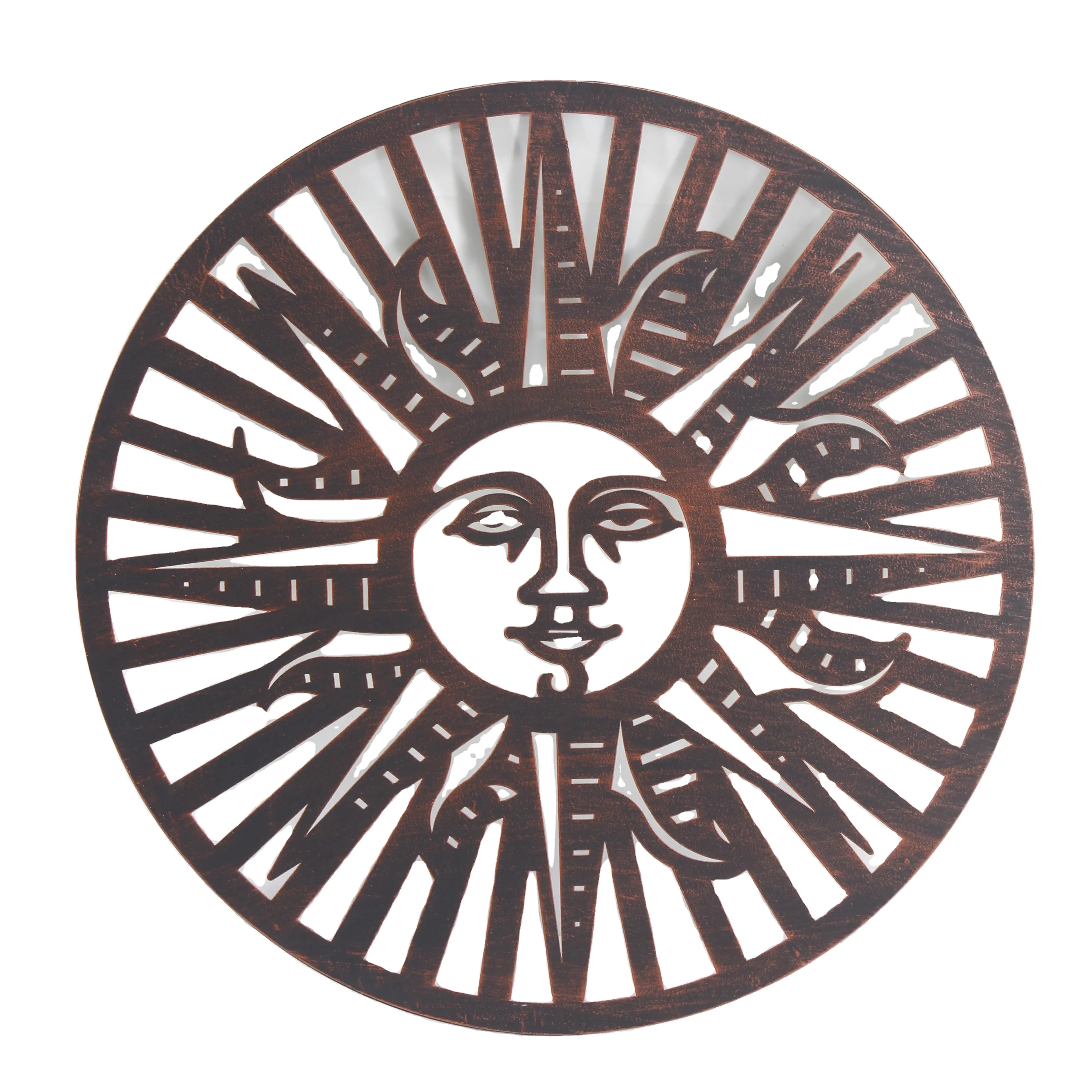 Metal Round Laser Cut Sun Wall Decoration Living Room Decor Copper ...