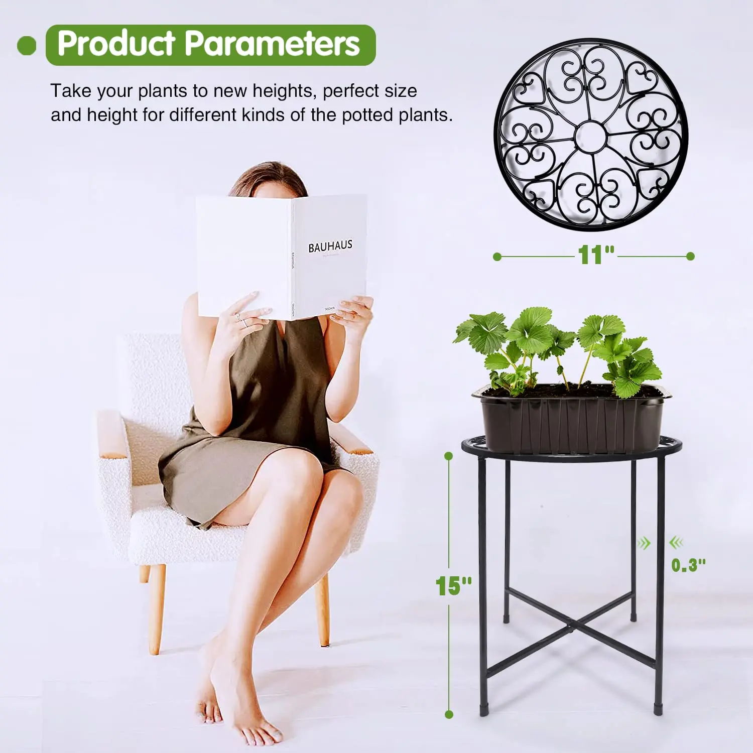 Plant Stand Indoor Outdoor Round Metal Corner Plant Stand For Flower ...