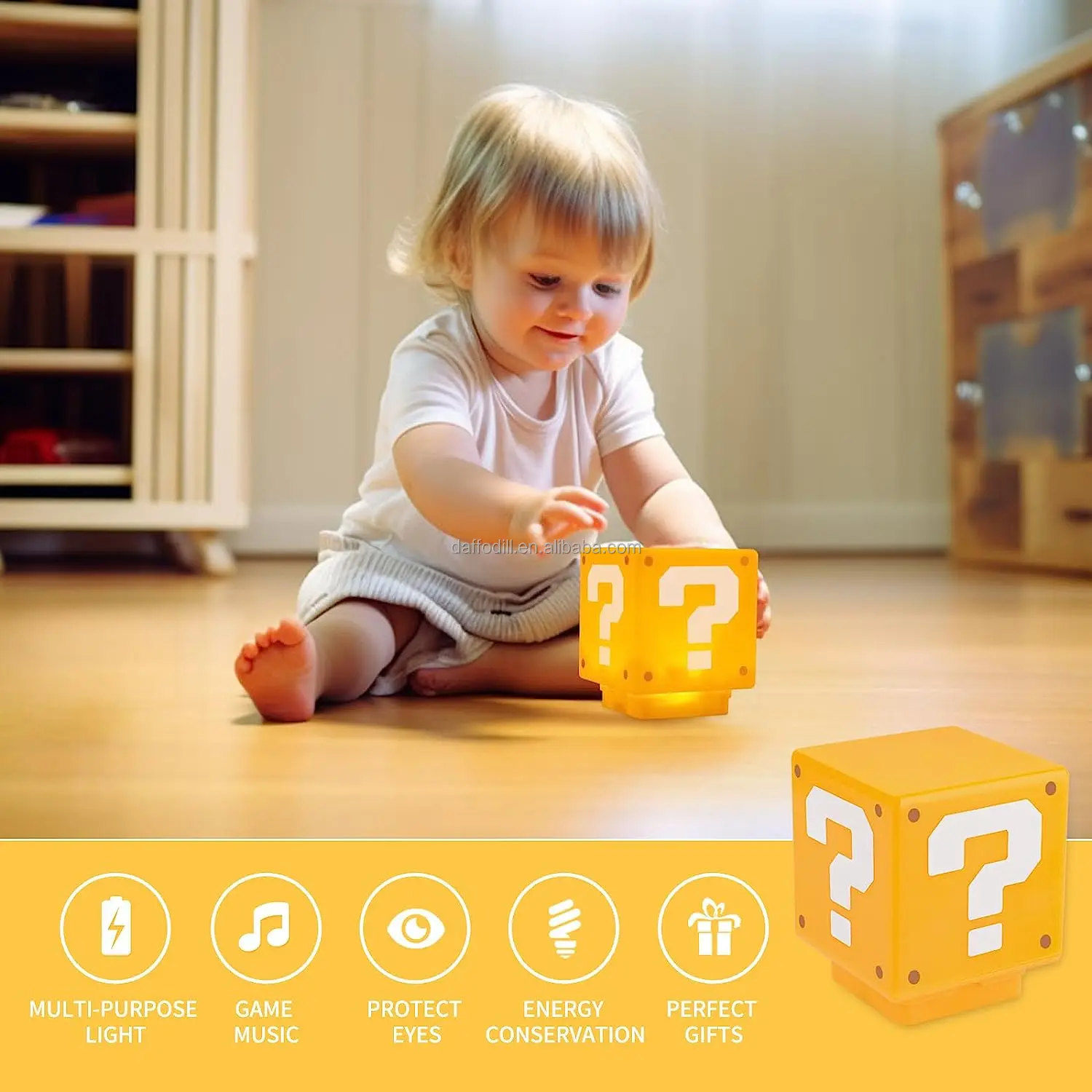 Super Mario Table Lamp For Kids Night Light Question Mark Light Led ...