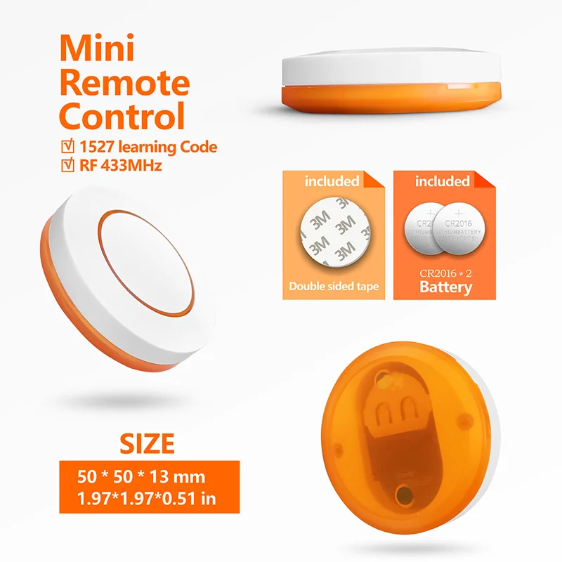 Universal 433mhz Round Switch - 50m Remote Control EV1527