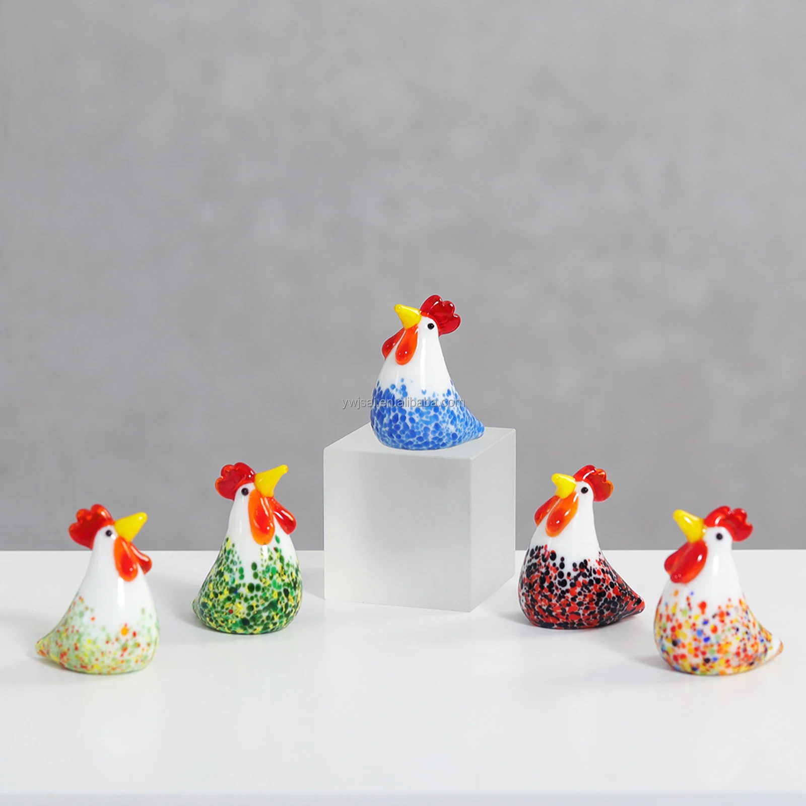 Crystal Animals Cockerel Collectible Figurine Table Ornament