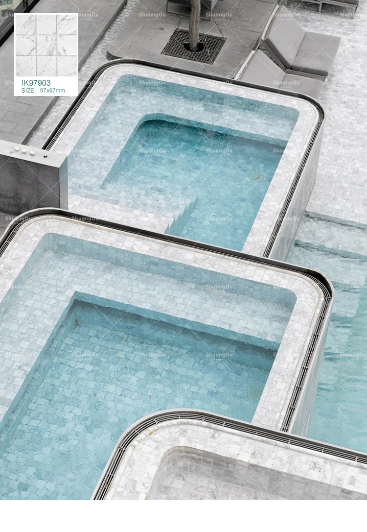 Glacier Blue Marble Look Mosaic Ceramic Swimming Pool Tiles 4'X4 ...