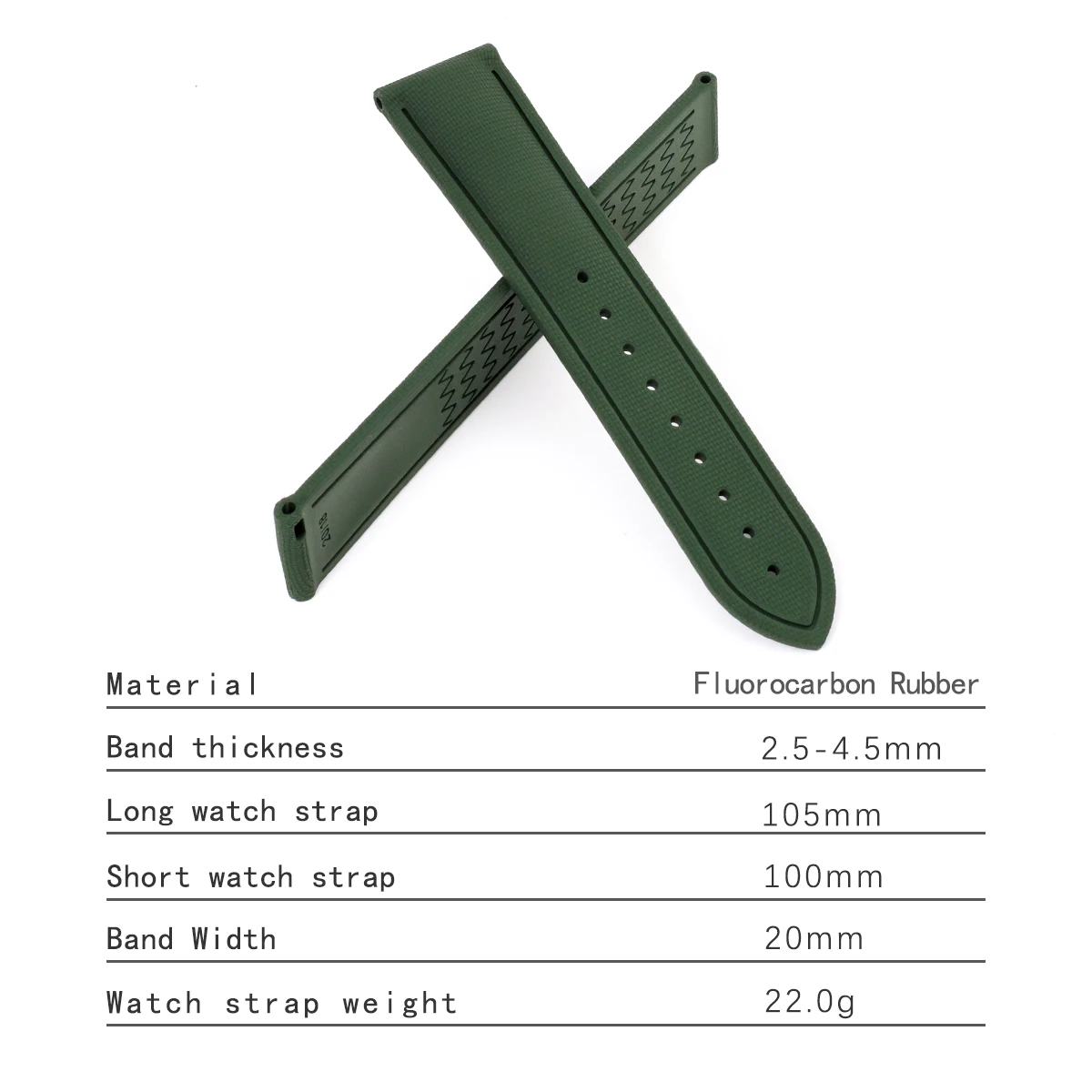 Luxury Quick Release Waterproof Rubber Watch Strap 20/21/22mm Loopless ...