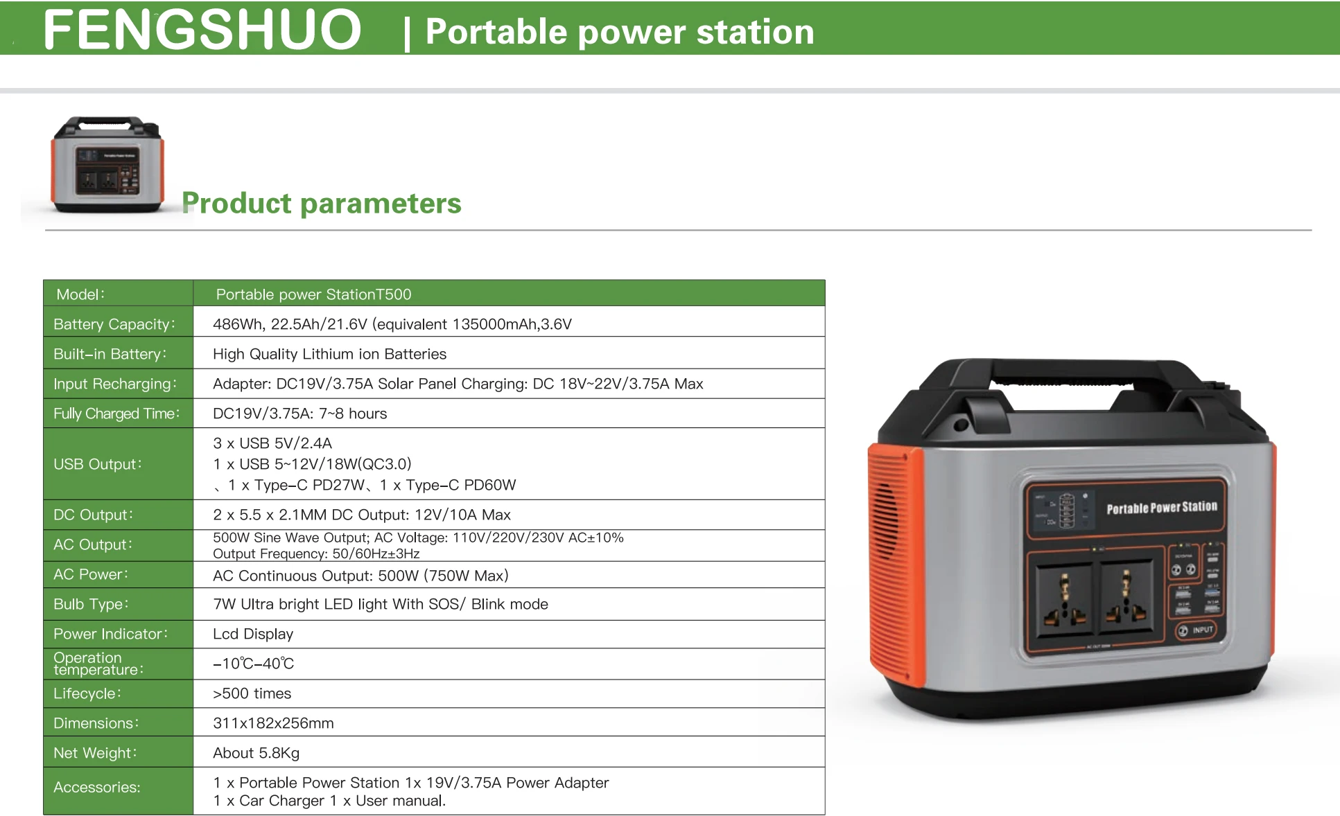 Waterproof Camping Solar Portable Power Station Generator 500w Portable ...