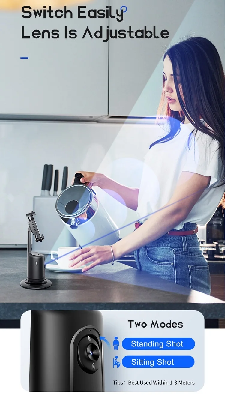 Vlogging Kit P01 Gimbal Stabilizer 360 Rotation Auto Face Tracking ...