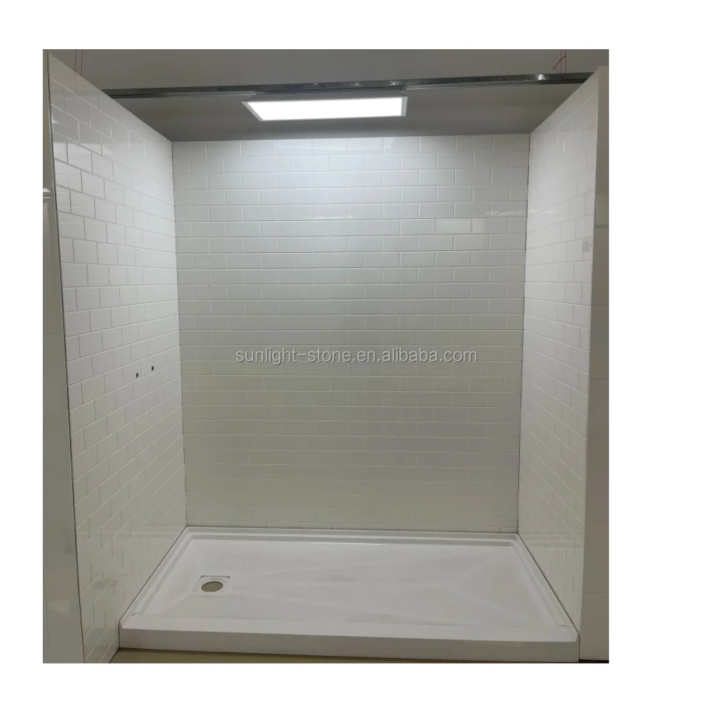 TS 3x6 Subway 3mm SMC White Shower Surround Wall Panels