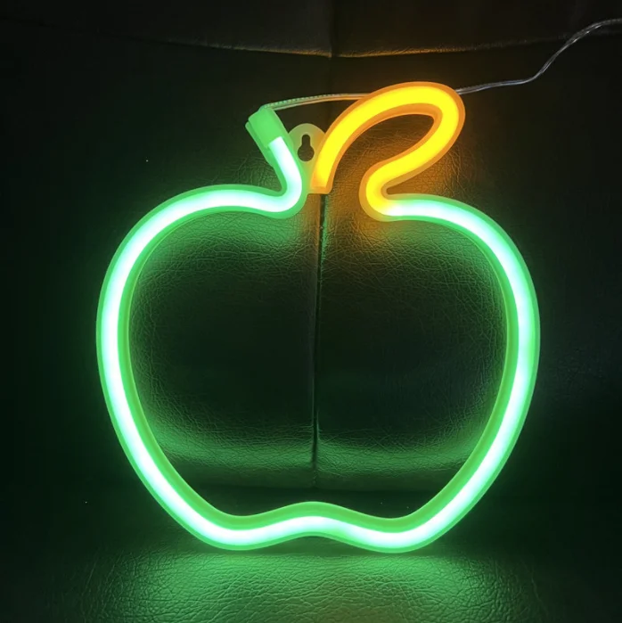 Fruit Hanging USB/Battery Operated Night Lamp Led Apple Logo Neon Sign ...