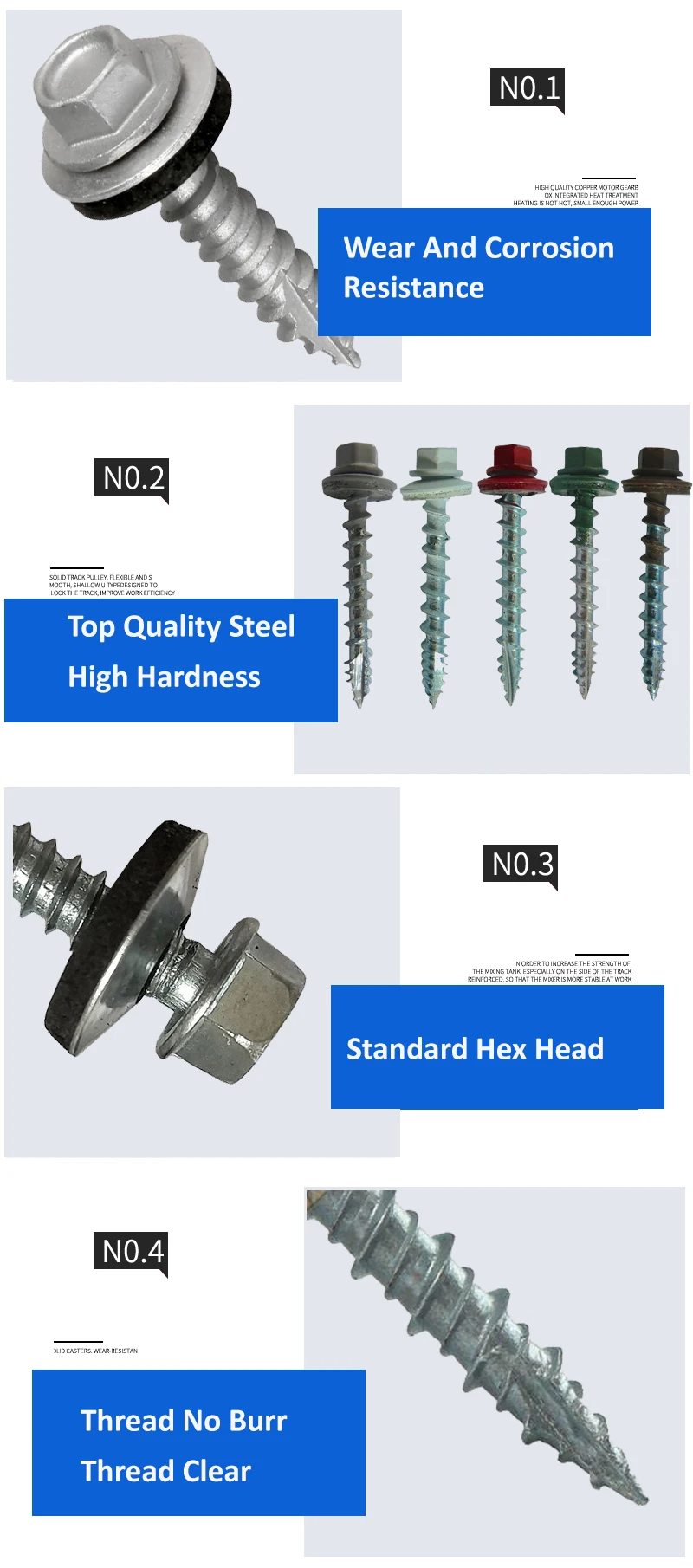 Durable Metal Galvanized Stainless Steel Hex Head Screws