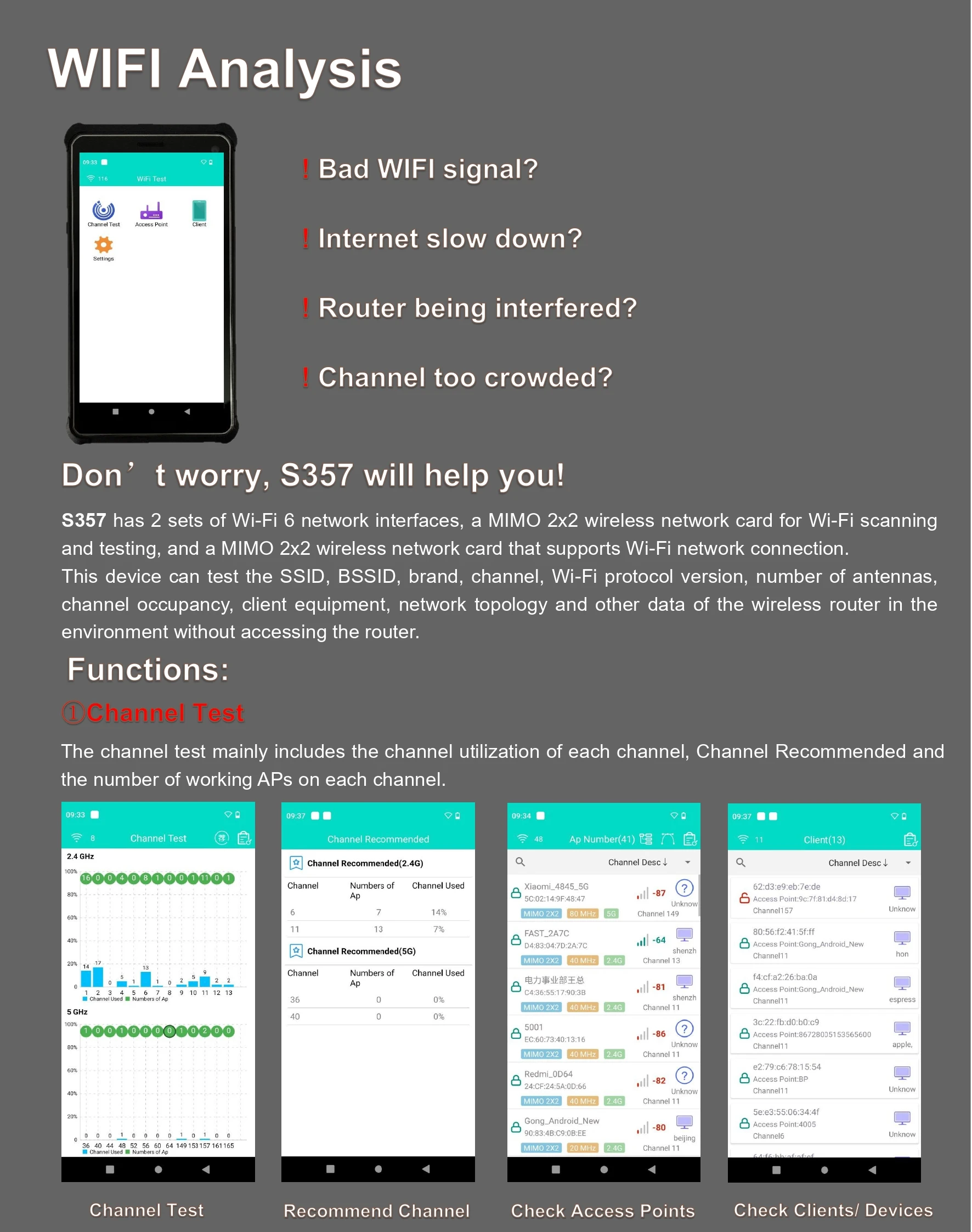 SENTER S357 5G Telecom PDA Tester - IPTV Checker & Wifi Analyzer